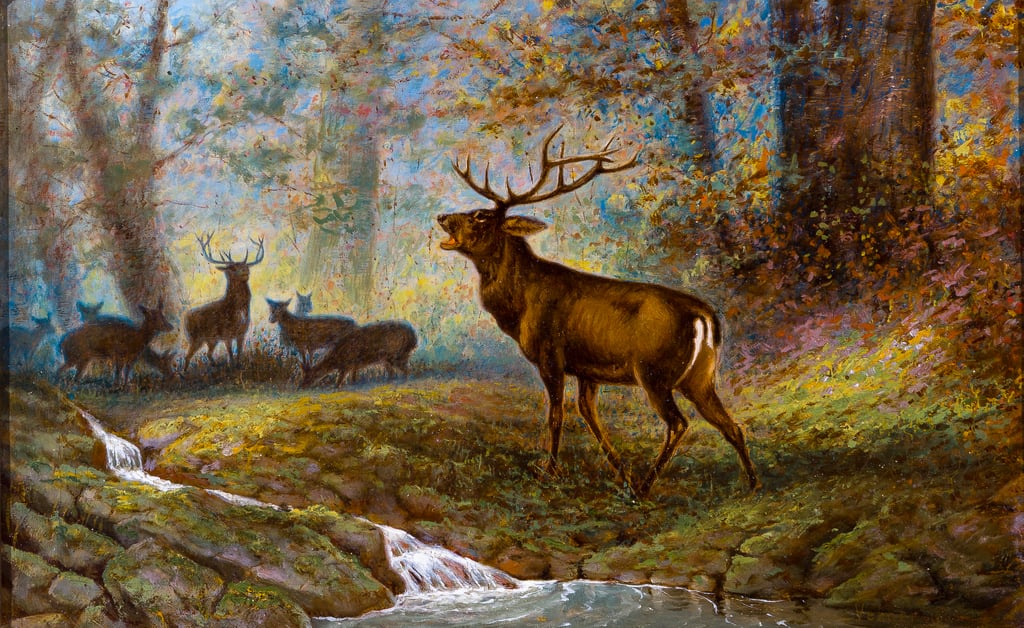 Untitled (Woodland Elk) by Frederick Arthur Verner | Mayberry Fine Art