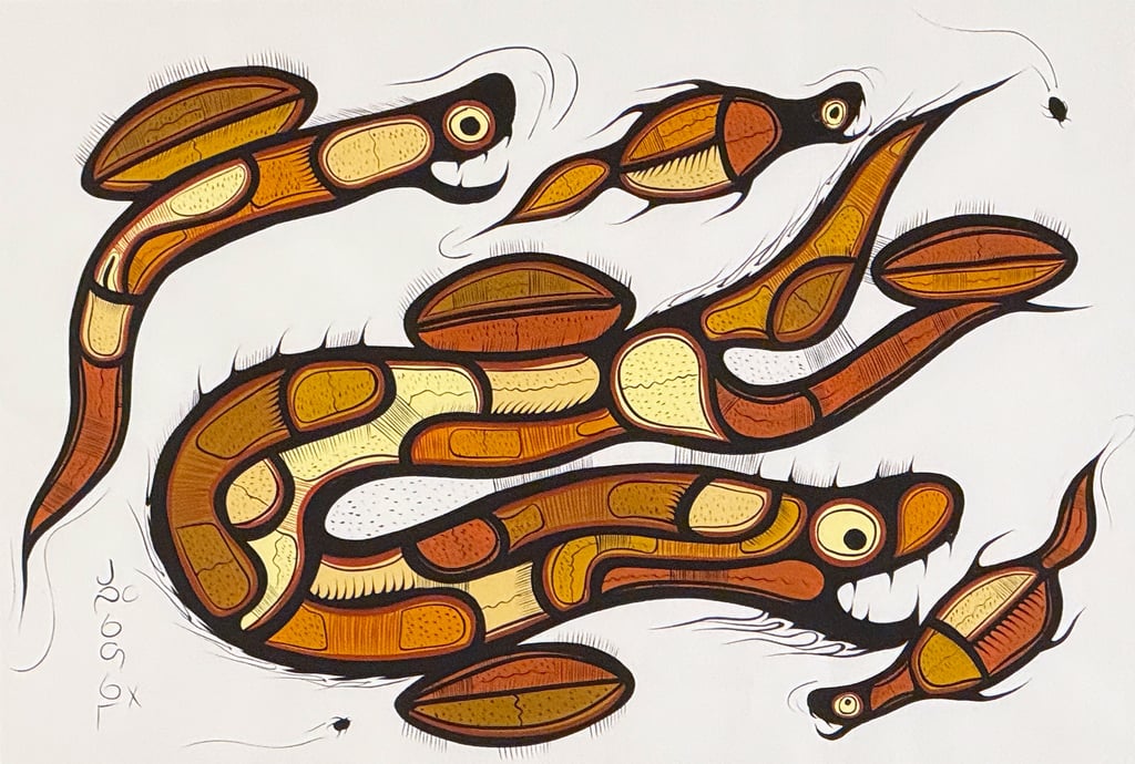 Jackfish and Prey by Josh Kakegamic | Mayberry Fine Art
