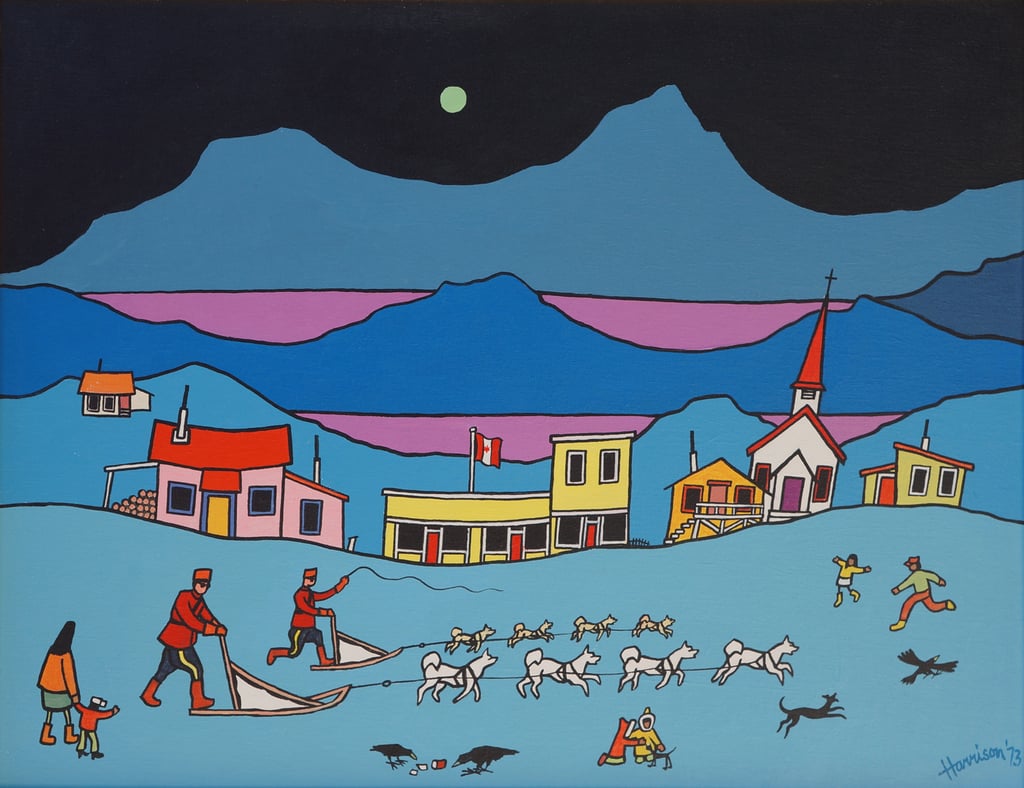 Last RCMP Sled Patrol by Ted Harrison | Mayberry Fine Art