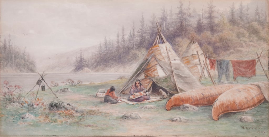 Ojibwa Wigwams, Lake Shebandowan by Frederick Arthur Verner | Mayberry ...