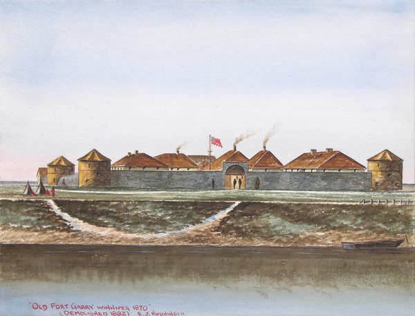 Old Fort Garry, Winnipeg 1870 by Ernest J. Hutchins | Mayberry Fine Art