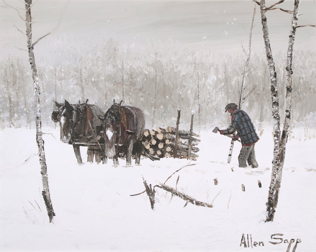 Cutting Wood by Allen Sapp | Mayberry Fine Art