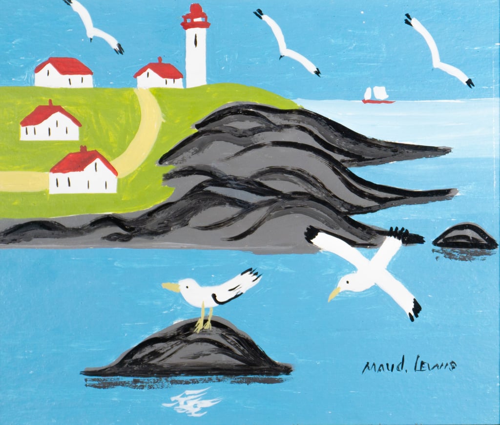 Lighthouse and Gulls by Maud Lewis | Mayberry Fine Art