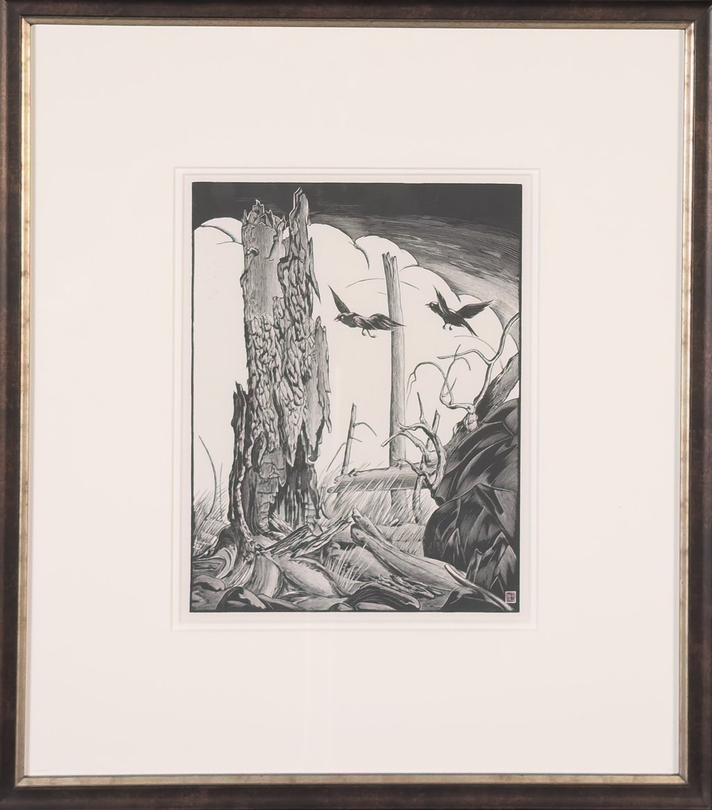 Untitled (Black Birds & Stump) by Henry Eric Bergman | Mayberry Fine Art